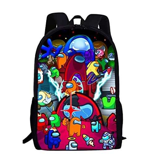 Moare Among Us School Backpack Boys Girls Bookbag Cartoon Lightweight Dayback Travel Hiking Laptop Backpacks for Boy Girl Teen BackTo School Gift