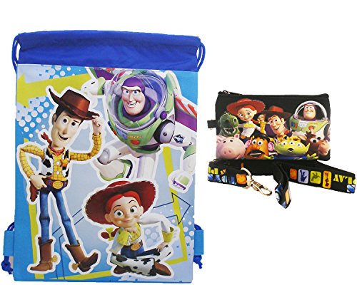 Toy Story Disney Light Blue Drawstring Bag and Lanyard