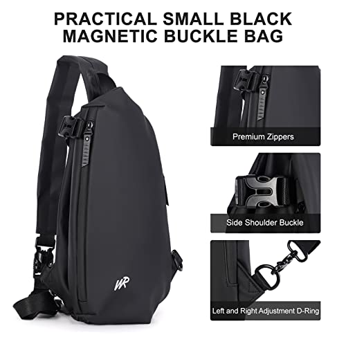 SUNMOP Small Sling Bag Crossbody Backpack Shoulder Bag for Men, Waterproof Hiking Daypack for Men,Fashionable Chest Fanny Pack Travel Running Cycling Sports,Carrying All Phones，Black