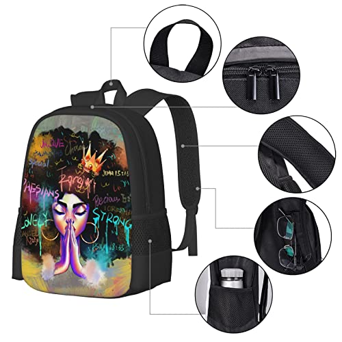 Backpack Casual Laptop Backpacks Teens Durable Casual Daypack Bookbag for Outdoor black girl Bubble-