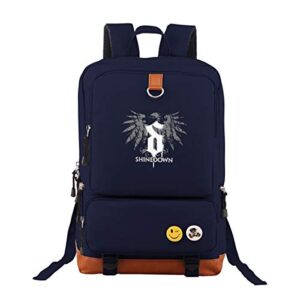 vintage fashion shinedown graphic backpack women men travel hiking camping daypack oxford school backpack navy 11.45.117.3