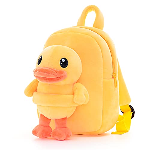 Gloveleya Girls Backpack Kids Backpack for Girls Gifts with Plush Duck Toy Yellow 9 Inches…