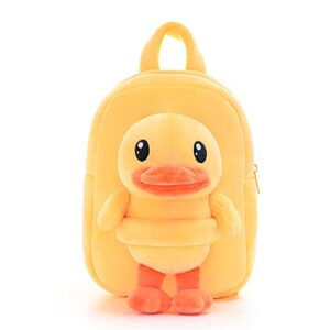 Gloveleya Girls Backpack Kids Backpack for Girls Gifts with Plush Duck Toy Yellow 9 Inches…