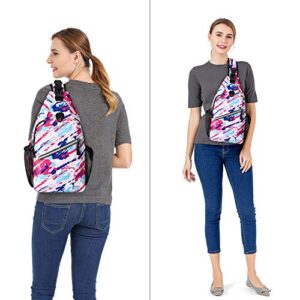 MOSISO Sling Backpack,Travel Hiking Daypack Pattern Rope Crossbody Shoulder Bag, Red Abstract Graffiti