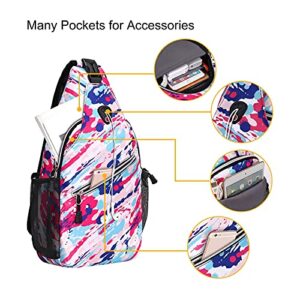 MOSISO Sling Backpack,Travel Hiking Daypack Pattern Rope Crossbody Shoulder Bag, Red Abstract Graffiti