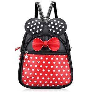 mini backpack for girls bowknot polka dot cute mini mouse backpack for toddler little girl backpack kids small backpack leather convertible shoulder bag purse for women children travel backpack