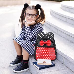 Mini Backpack for Girls Bowknot Polka Dot Cute Mini Mouse Backpack for Toddler Little Girl Backpack Kids Small Backpack Leather Convertible Shoulder Bag Purse for Women Children Travel Backpack