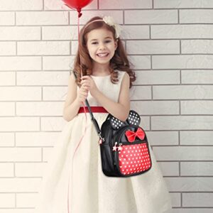 Mini Backpack for Girls Bowknot Polka Dot Cute Mini Mouse Backpack for Toddler Little Girl Backpack Kids Small Backpack Leather Convertible Shoulder Bag Purse for Women Children Travel Backpack