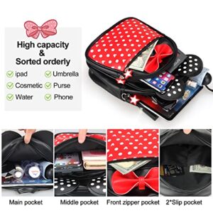 Mini Backpack for Girls Bowknot Polka Dot Cute Mini Mouse Backpack for Toddler Little Girl Backpack Kids Small Backpack Leather Convertible Shoulder Bag Purse for Women Children Travel Backpack