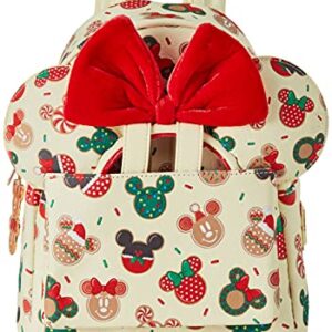 Loungefly Disney Christmas Mickey and Minnie Cookie Headband and Double Strap Shoulder Bag Gift Set, White, Standard