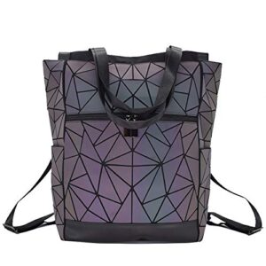 Men 15-inch Laptop Backpacks holographic Geometric Multi-function Backpack Luminous Backpack Female School Bag Travel Daypack (A)