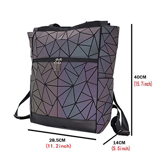 Men 15-inch Laptop Backpacks holographic Geometric Multi-function Backpack Luminous Backpack Female School Bag Travel Daypack (A)