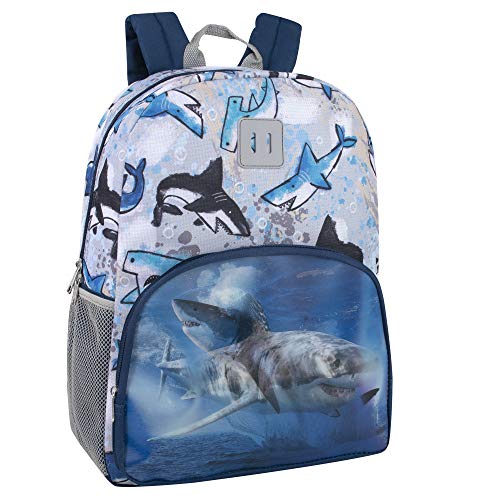 Picture Changing Lenticular Dinosaur Backpack for Boys – Elementary and Middle School Hologram Backpack (Sharks)