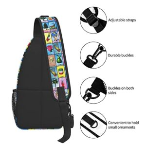 GregTins Colorful Mexican Loteria Cards Cross Chest Bag Diagonally Men Women Crossbody Shoulder Bag Casual Fashion Travel Bag Sling Backpack