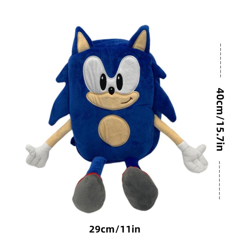 AII Lover Anime Hedgehog Plush Backpack with Keychain, Cartoon Bookbag with Adjustable Shoulder Straps 3D Arms. (A)