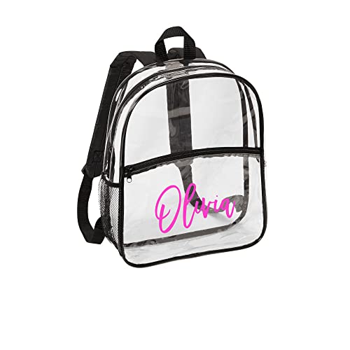 Personalized Clear Backpack 15" - Transparent Bag with Your Text - See Through Backpacks for School, Travel, Festival, Beach