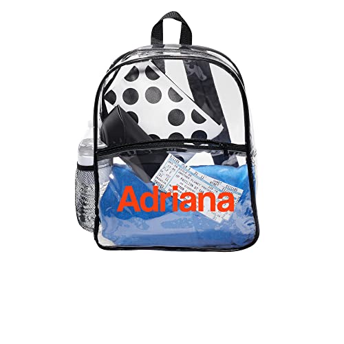 Personalized Clear Backpack 15" - Transparent Bag with Your Text - See Through Backpacks for School, Travel, Festival, Beach