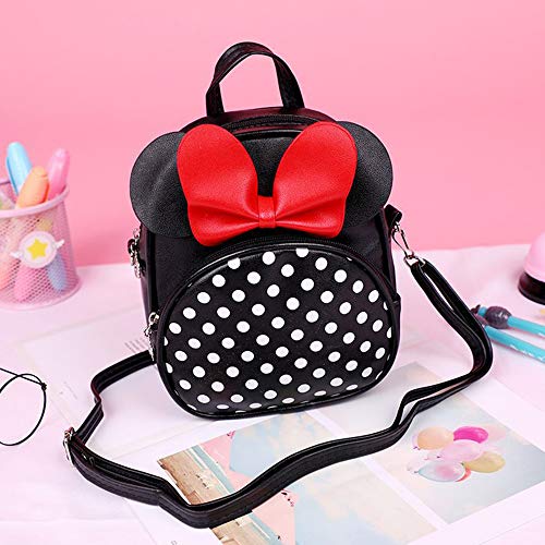 Voikukka Cute Mouse Backpack Purse for Girls Kids Mini Backpack Small Black Leather Daypack Women Backpack Travel Bag Little Girl Crossbody Purse Toddler Backpack