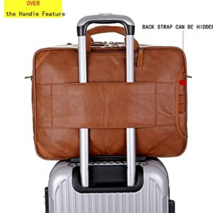 Large Leather Laptop Backpack Briefcase Hybrid 17 Inch Laptop bag Travel Outdoor backpack BP-19 (Brown)