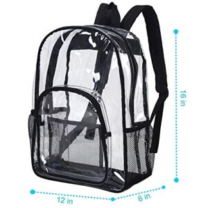 Clear Backpack, Transparent Bookbag Heavy Duty See Through Backpacks for Men - Black