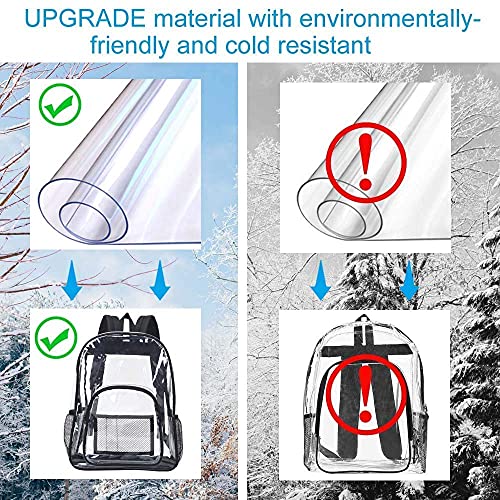 Clear Backpack, Transparent Bookbag Heavy Duty See Through Backpacks for Men - Black