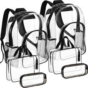 6 pieces clear backpack heavy duty clear bookbags with clear toiletry bag pencil case pvc transparent backpack see through clear school bag