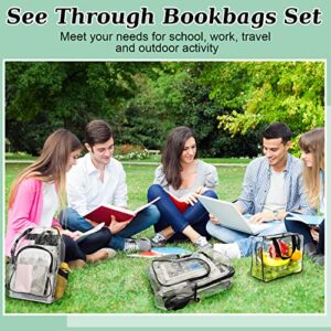 6 Pieces Clear Backpack Heavy Duty Clear Bookbags with Clear Toiletry Bag Pencil Case PVC Transparent Backpack See Through Clear School Bag