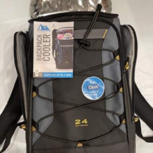 Arctic Zone Backpack Cooler 24 Can + Ice Holder, Black/Blue