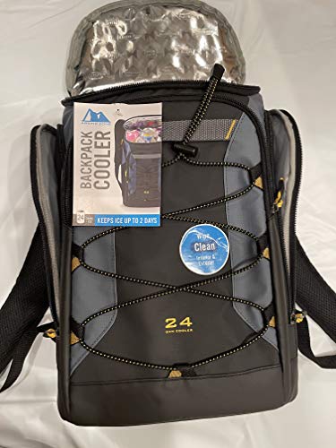 Arctic Zone Backpack Cooler 24 Can + Ice Holder, Black/Blue