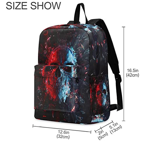 ZzWwR Cool Blue Red Skull Fragment Durable Travel Laptop Backpack Big Computer Bag Gift for Men Women School Bookbags Work