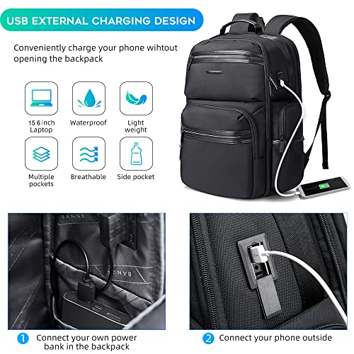 BANGE Travel Backpack, Business Durable Laptops Backpack with USB Charging Port, School Computer Bag for Men & Women Fits 15.6 Inch Notebook for Men…