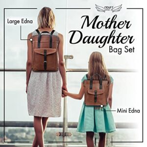 ORNA'S LEATHER ART | Medium Sized and Mini SWAN Everyday Leather Backpack Set. Real Leather in a Stylish Chic Backpack with Practical Contemporary Design