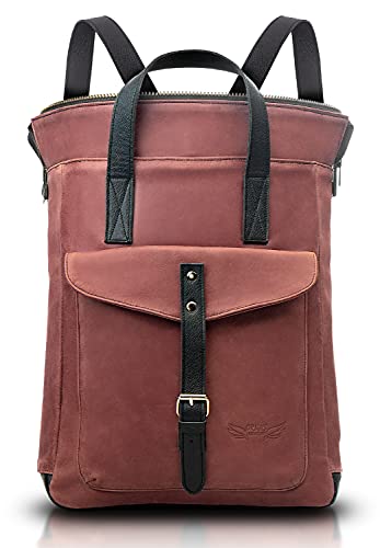 ORNA'S LEATHER ART | Medium Sized and Mini SWAN Everyday Leather Backpack Set. Real Leather in a Stylish Chic Backpack with Practical Contemporary Design