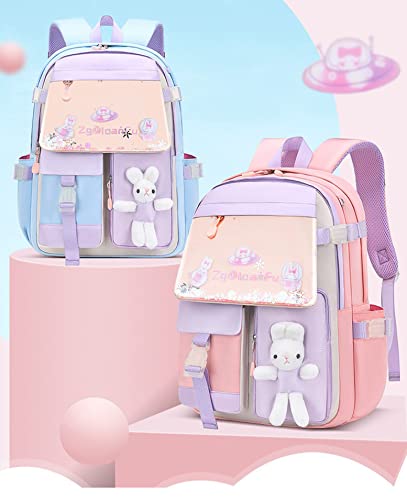 Cute Backpack Kawaii Waterproof Laptop Backpack Purple Medium