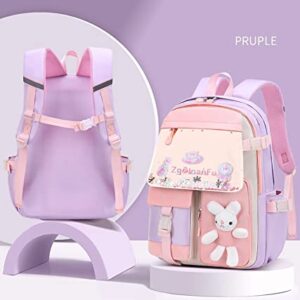 Cute Backpack Kawaii Waterproof Laptop Backpack Purple Medium