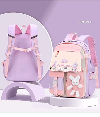 Cute Backpack Kawaii Waterproof Laptop Backpack Purple Medium