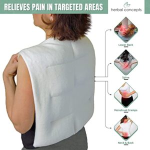 Herbal Concepts Aromatherapy Vest Shaped Microwaveable Wrap Made of Organic Flaxseed, Peppermint, & Lemon Grass for Back | Back Pack Relieves Stress & Pain | Available in Lavender