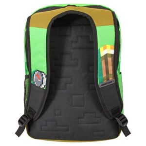 JINX Minecraft Pickaxe Adventure Kids School Backpack, Green, 17"