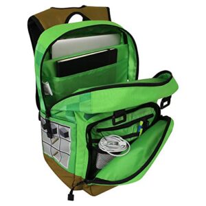 JINX Minecraft Pickaxe Adventure Kids School Backpack, Green, 17"