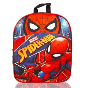 Spiderman Mini Backpack Set - Bundle with 11" Spiderman Backpack for Boys 4-6, Spiderman Stickers, Avengers Bracelet, Water Bottle, More | Marvel Backpack