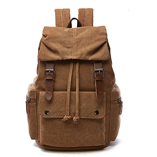 DRF Canvas Backpack Unisex Vintage Daypack for Laptop 15'' BG90 (Brown)