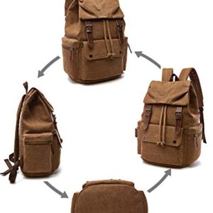 DRF Canvas Backpack Unisex Vintage Daypack for Laptop 15'' BG90 (Brown)