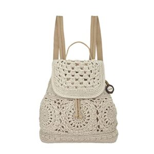 the sak sayulita backpack in leather, adjustable, removable straps, natural medallion