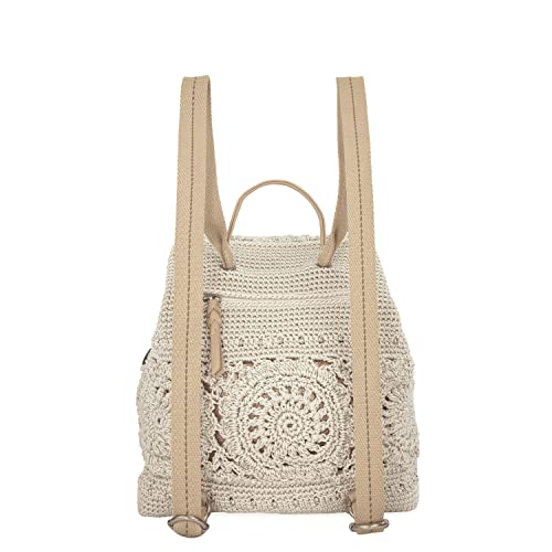 The Sak Sayulita Backpack in Leather, Adjustable, Removable Straps, Natural Medallion