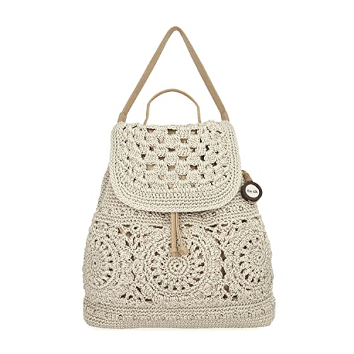 The Sak Sayulita Backpack in Leather, Adjustable, Removable Straps, Natural Medallion