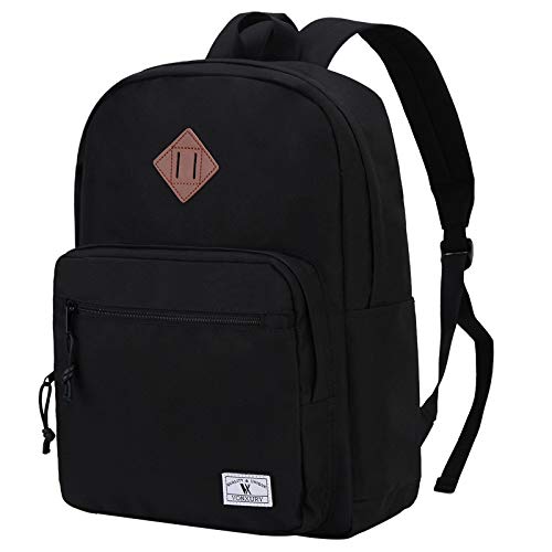 VX VONXURY Lightweight School Backpack for Men Women,Classic Basic Bookbag Simple Black Backpack for College Travel