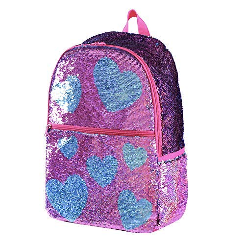 Sequin silly rainbow Backpack for girls kindergarten elementary School Backpack Kids Glitter Bookbag Mermaid Backpack sparkle reverse glitter backpack(Orchid)