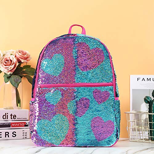 Sequin silly rainbow Backpack for girls kindergarten elementary School Backpack Kids Glitter Bookbag Mermaid Backpack sparkle reverse glitter backpack(Orchid)