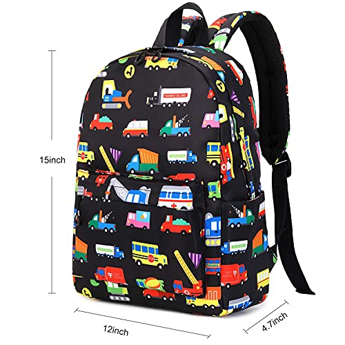 Preschool Backpack Kids Kindergarten School Book Bags for Elementary Primary Schooler (Truck Black)