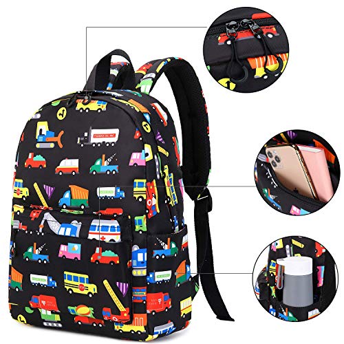 Preschool Backpack Kids Kindergarten School Book Bags for Elementary Primary Schooler (Truck Black)